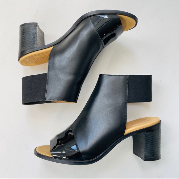 MM6 Maison Martin Margiela | Shoes | Mm6 Black Patent Leather Heeled Peep Toe Bootie Eu 385 ...
